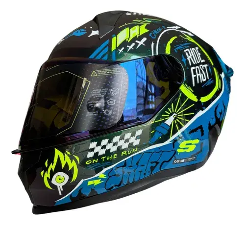 Casco Shaft Sh560 Amarillo Camaleon Motion Xl Cerrado